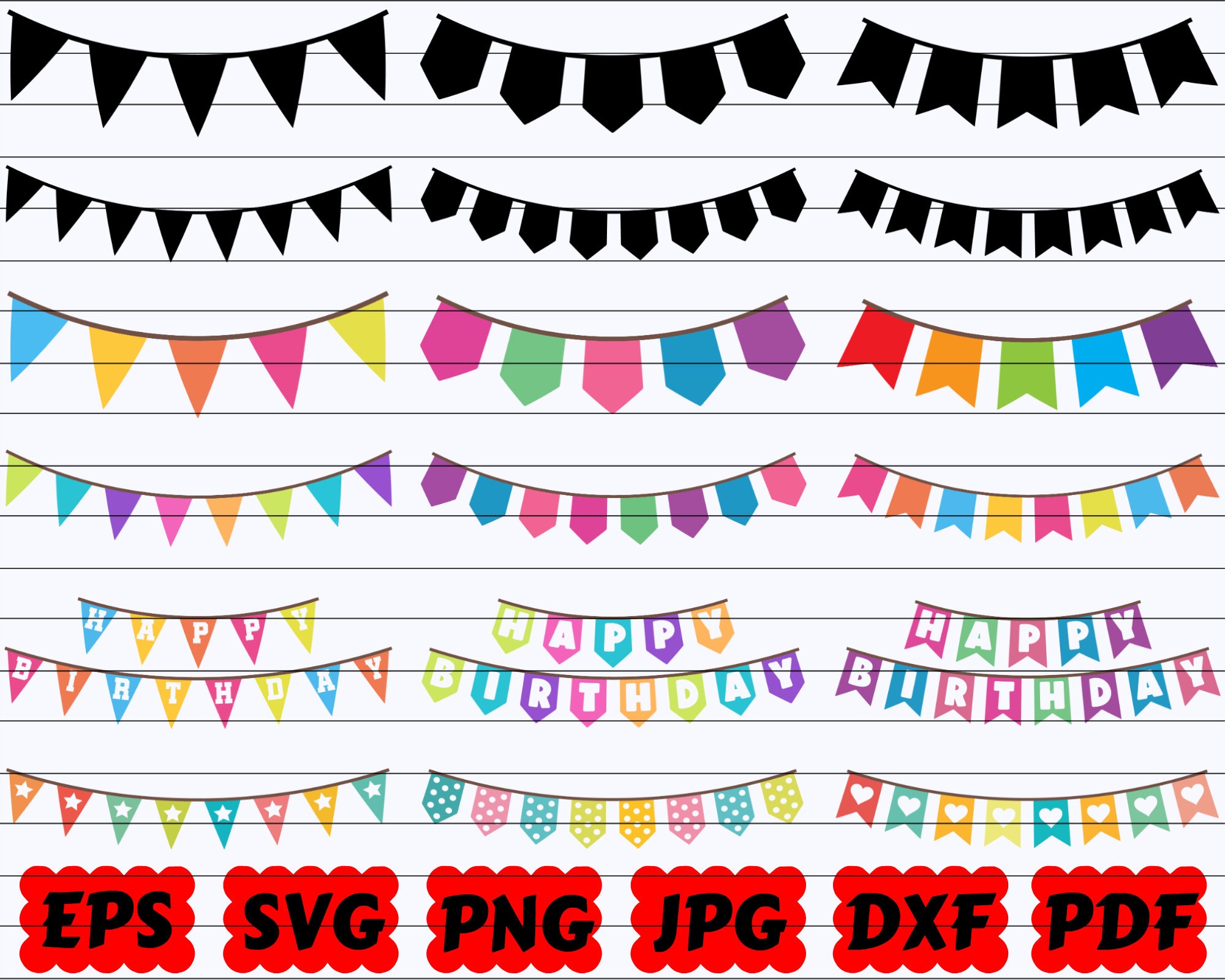 Bunting Birthday SVG Bunting Banner SVG Party Bunting SVG - Etsy Australia