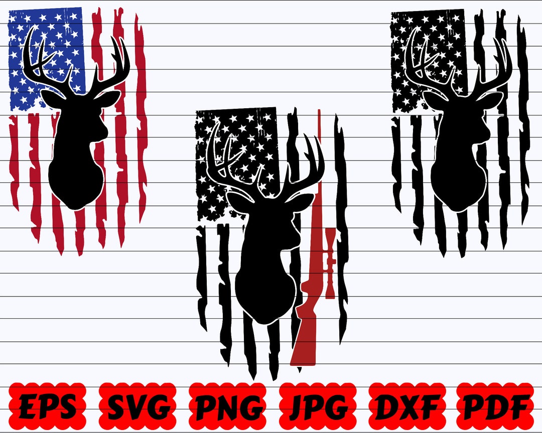 Deer Hunt Flag SVG | Hunting Flag SVG | Deer Head SVG | Distressed ...