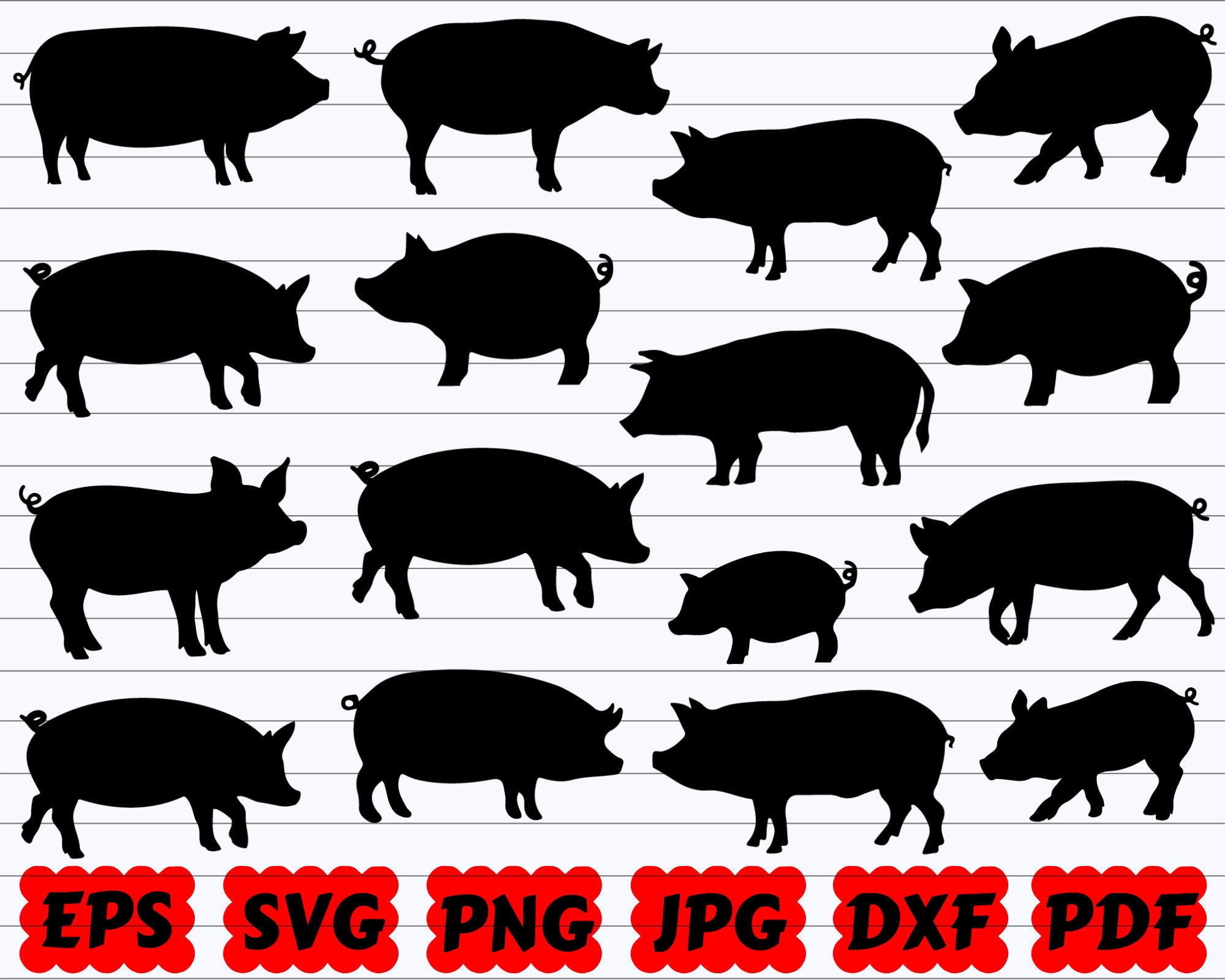 Pig SVG | Pig Bundle SVG | Pig Cut Files | Pig Silhouette | Farm ...