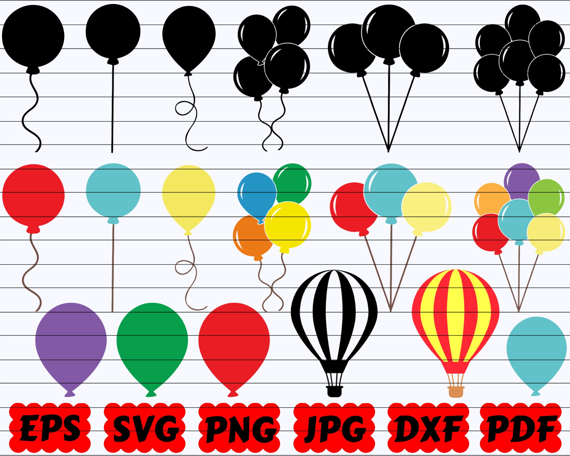 Birthday Balloons SVG Balloon SVG Air Balloon SVG | Etsy