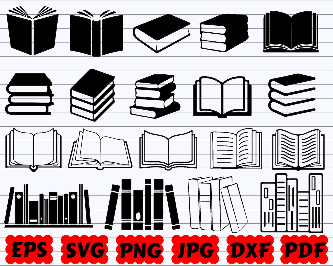 Books SVG Books SVG Bundle Books Silhouette Books Cut - Etsy