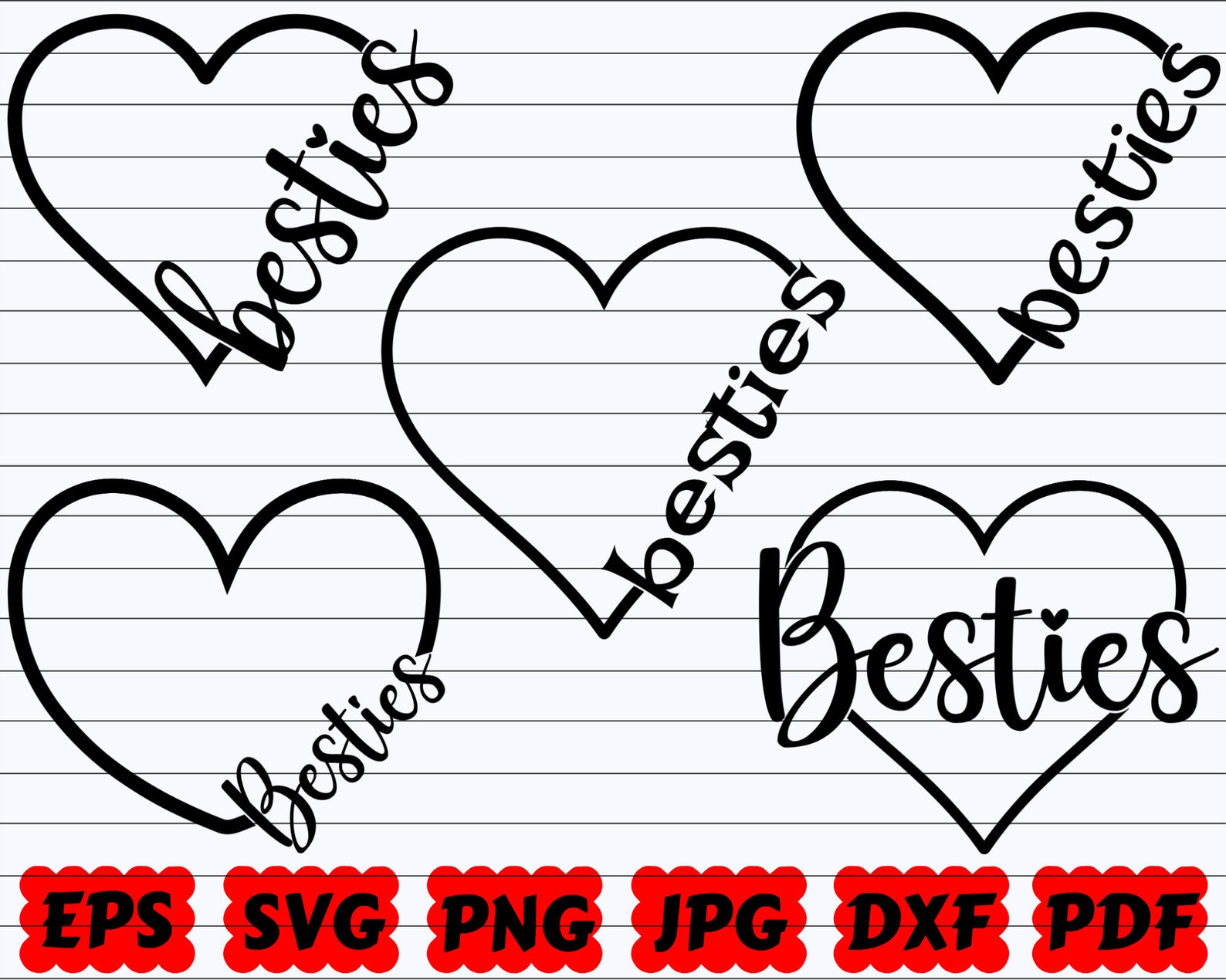 Besties SVG Besties Cut File Besties Heart SVG Best - Etsy