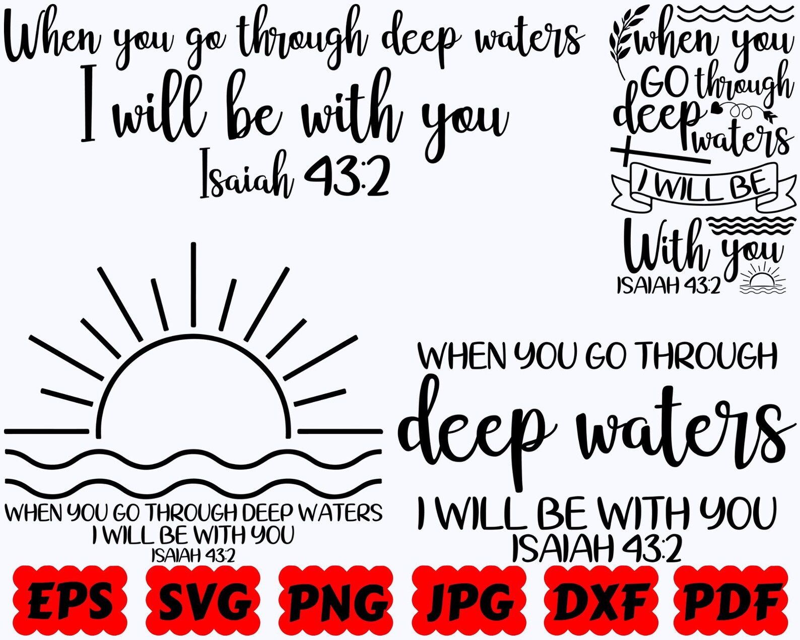 When You Go Through Deep Waters I Will Be With You SVG | Religious SVG ...