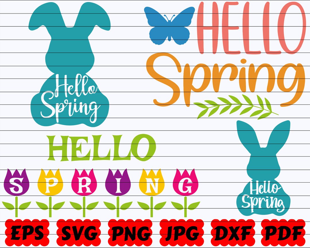 Hello Spring SVG | Hello SVG | Hello Spring Cut File | Hello Spring ...