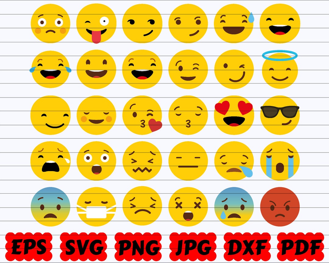 Emoji SVG | Emoji SVG Bundle | Emoji Smile SVG | Smileys Svg | Smiley ...