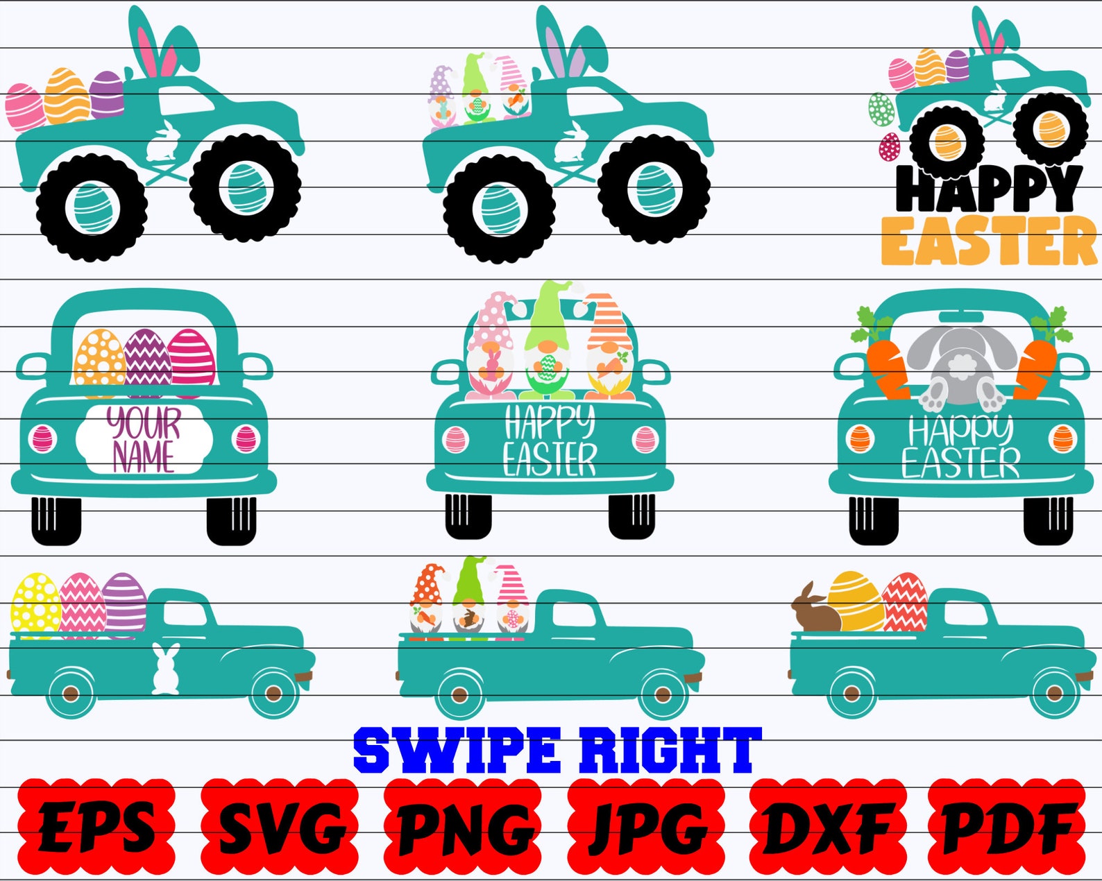 Easter Truck SVG Easter Monter Truck SVG Easter Vintage - Etsy