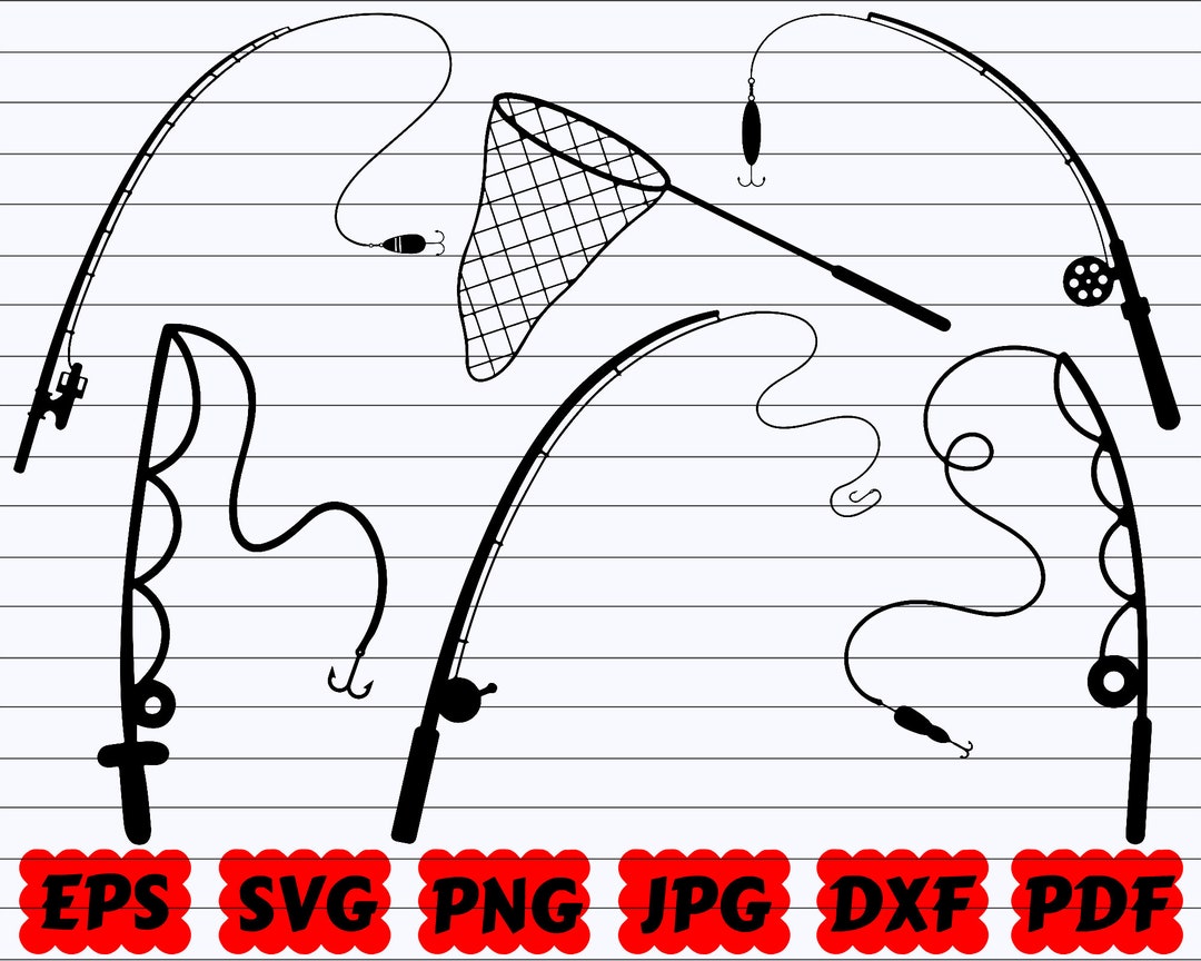Fishing Pole SVG | Fishing Rod SVG | Reel SVG | Hook Svg | Fishing Pole ...
