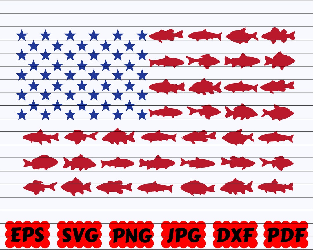 USA Fish Flag SVG | Fishing Usa Flag SVG | American Flag Fish Svg | Usa ...