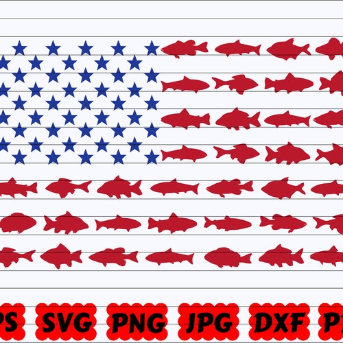 USA Fish Flag SVG Fishing Usa Flag SVG American Flag Fish | Etsy