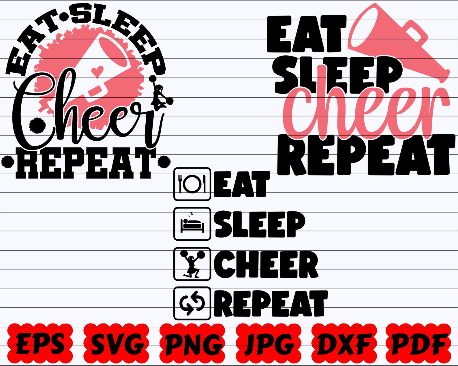 Eat Sleep Cheer Repeat SVG Eat Sleep Cheer SVG Eat Cheer | Etsy