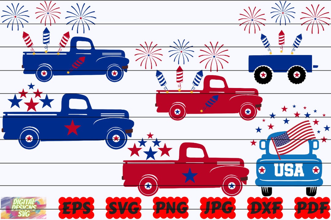 4th of July Truck SVG | American Truck SVG | Truck SVG | Patriotic Old ...