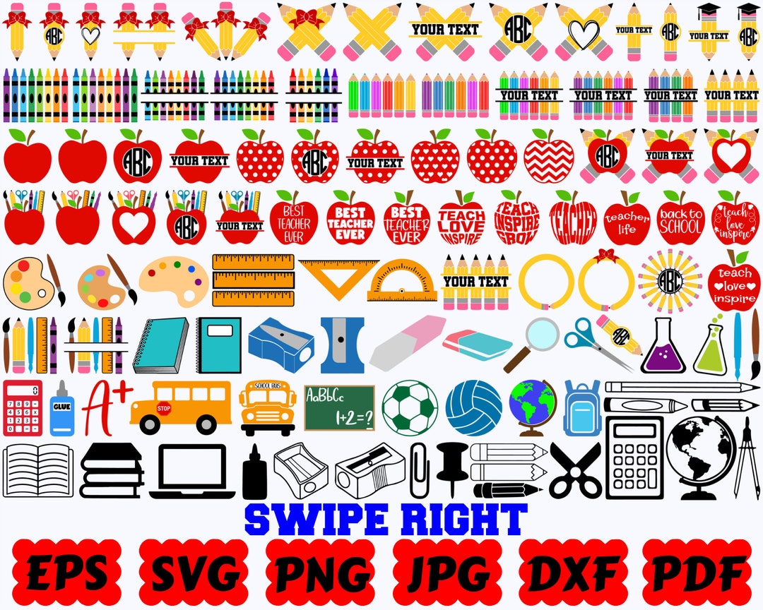 School Supplies SVG | School SVG | Back to School SVG | Cut Files for ...