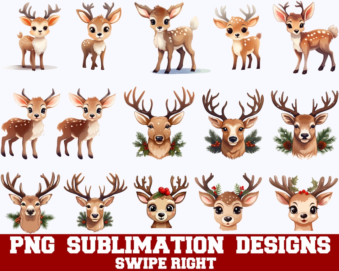 Christmas Reindeer PNG | Christmas Reindeer Sublimation | Christmas ...