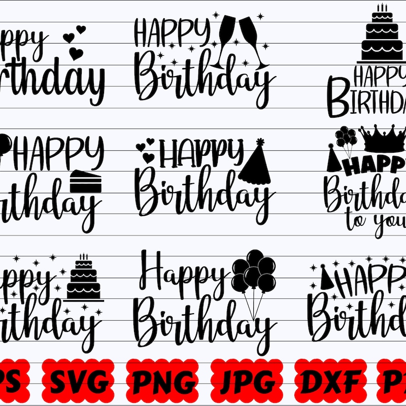 Happy Birthday Svg - Etsy