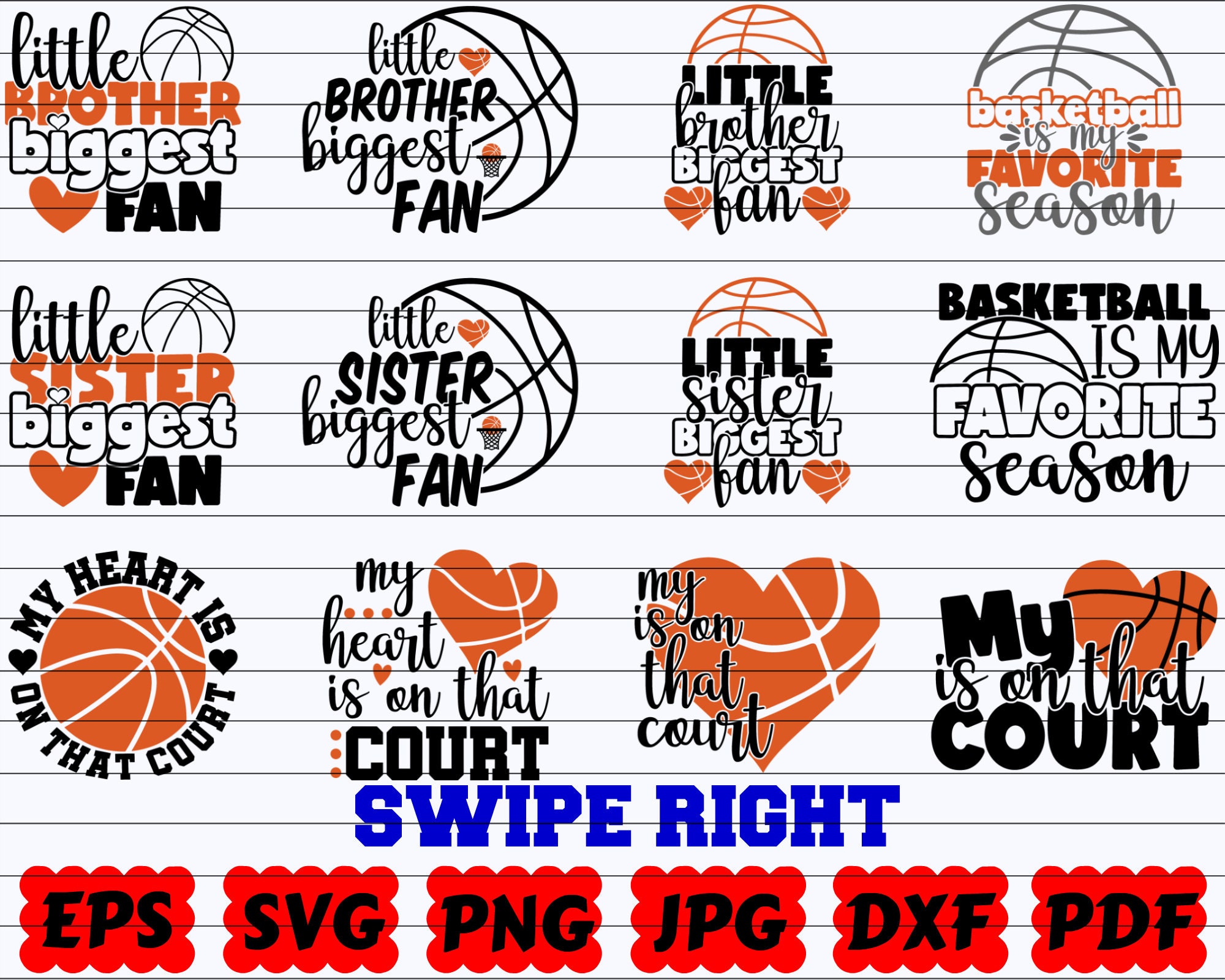 120 Paquete SVG de baloncesto / SVG de baloncesto / Clipart de - Etsy ...