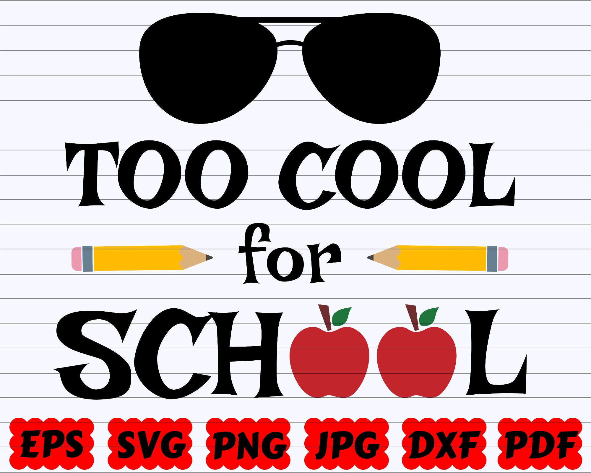 Too Cool for School SVG Cool SVG Kids SVG Cool Boy Svg | Etsy