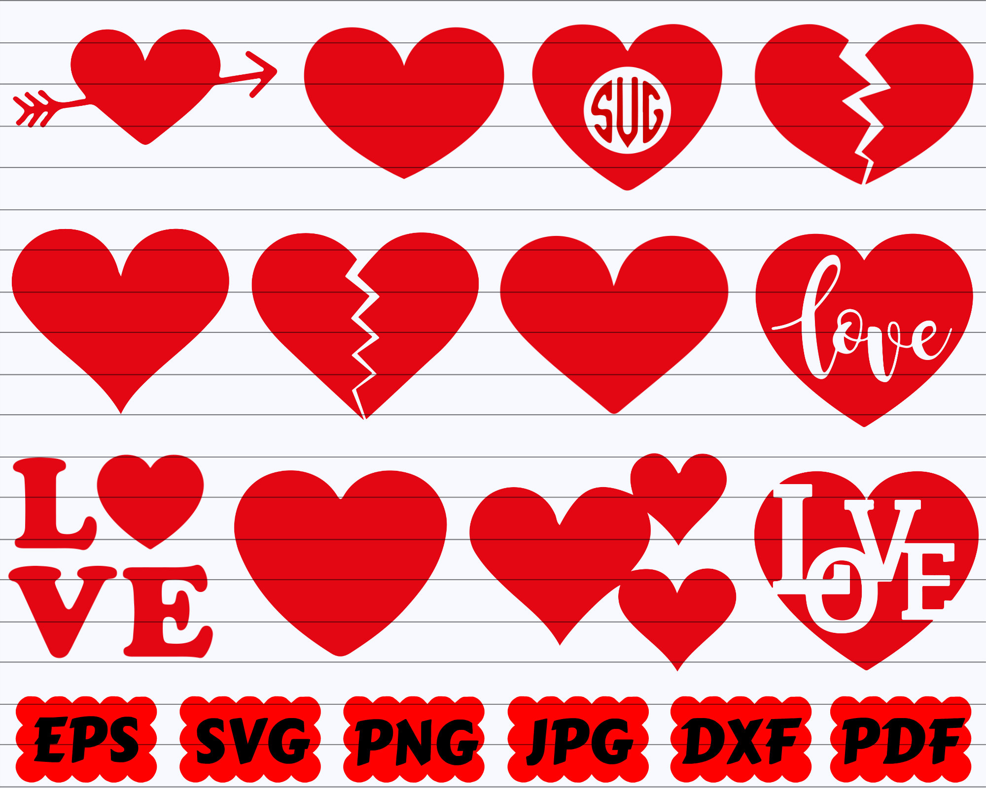Heart SVG Heart SVG Bundle Heart Cut File Heart Clipart | Etsy