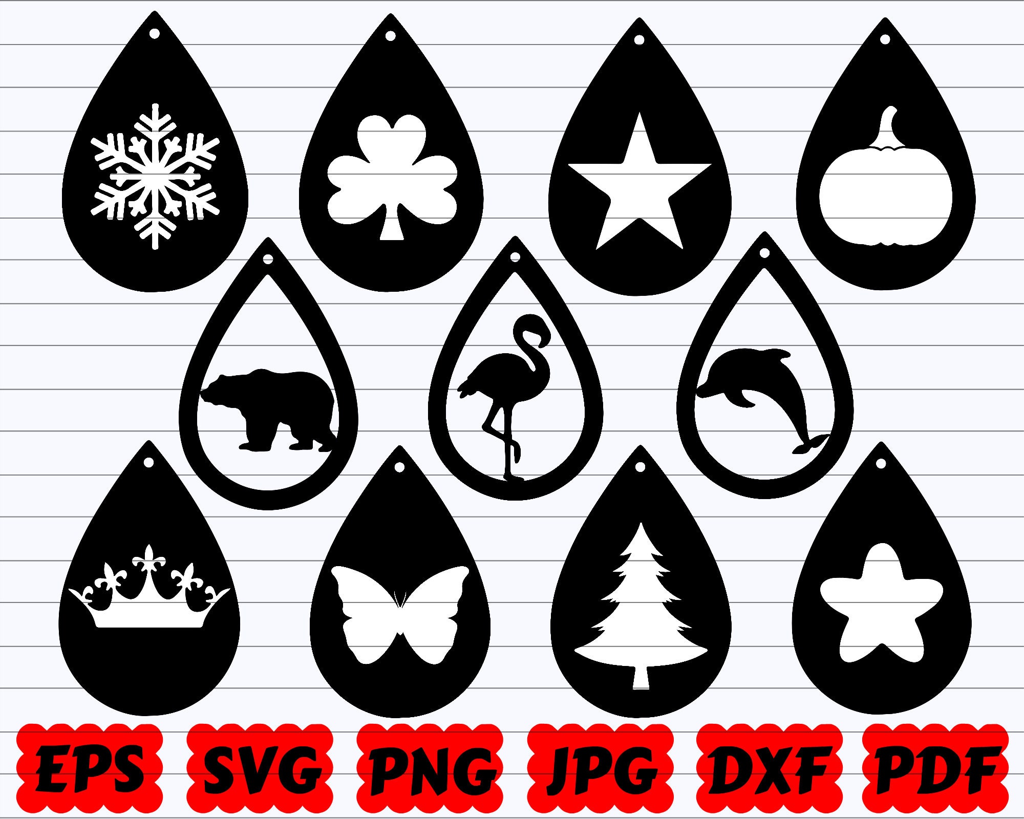 145 Earrings SVG Bundle Teardrop Earring SVG Teardrops SVG - Etsy