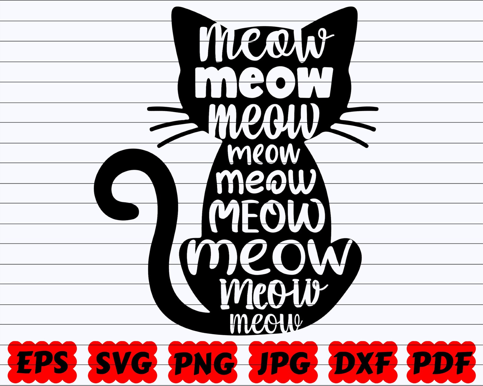 Meow Meow Meow SVG Meow SVG Meow Cat SVG Meow Design Svg - Etsy