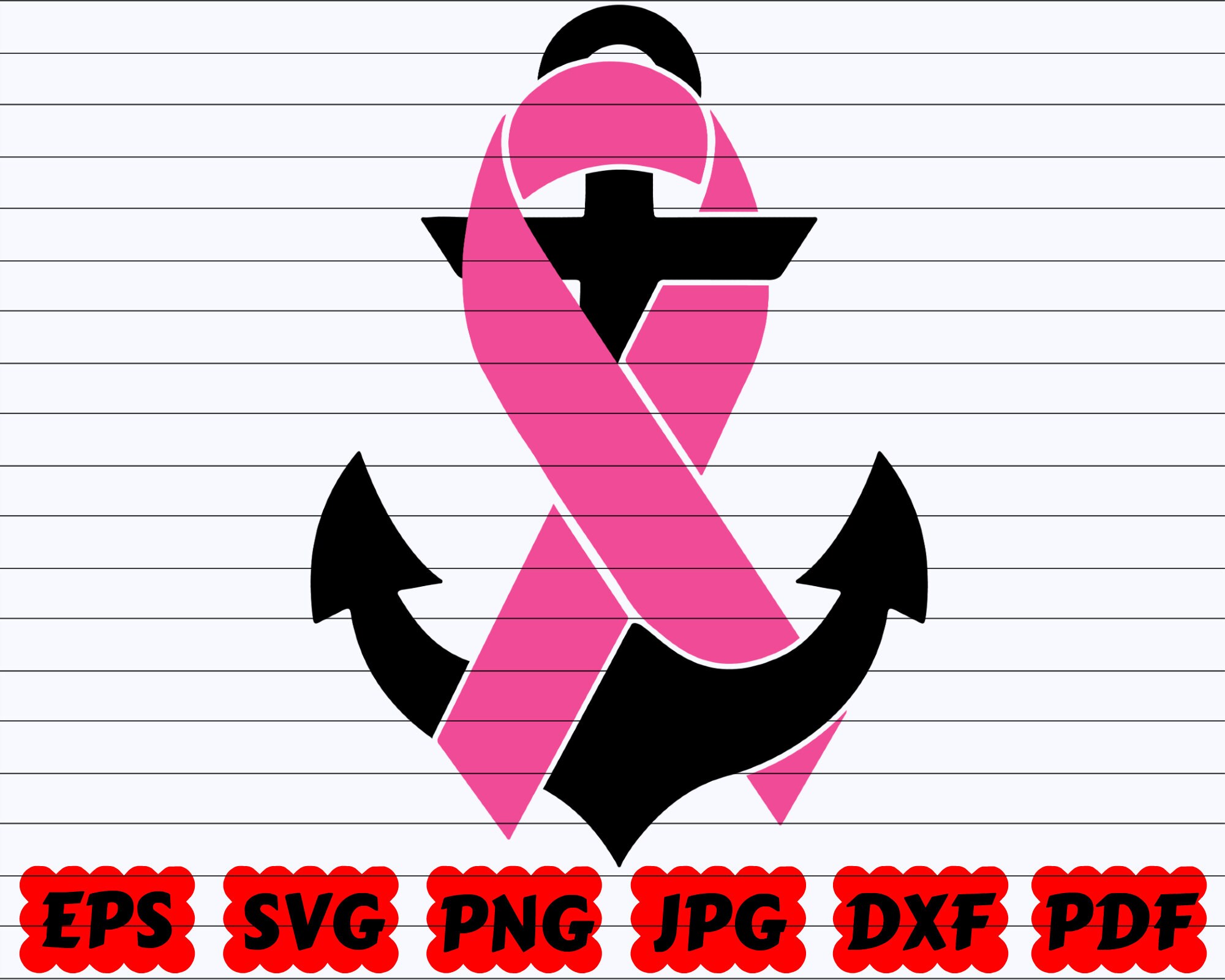 Ribbon Anchor SVG Breast Cancer Ribbon SVG Pink Ribbon - Etsy