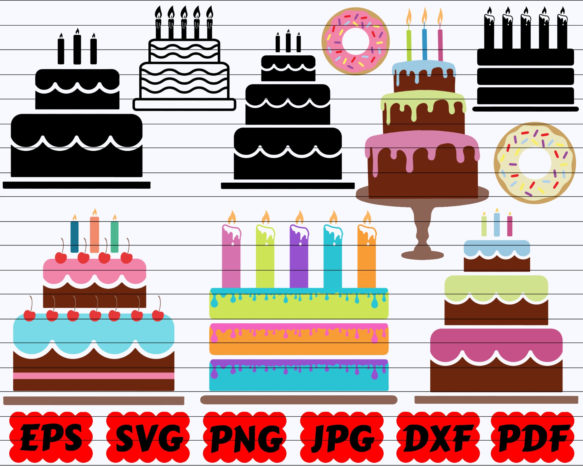 Pastel de cumpleaños SVG / Cake SVG / Cake Topper SVG / - Etsy España