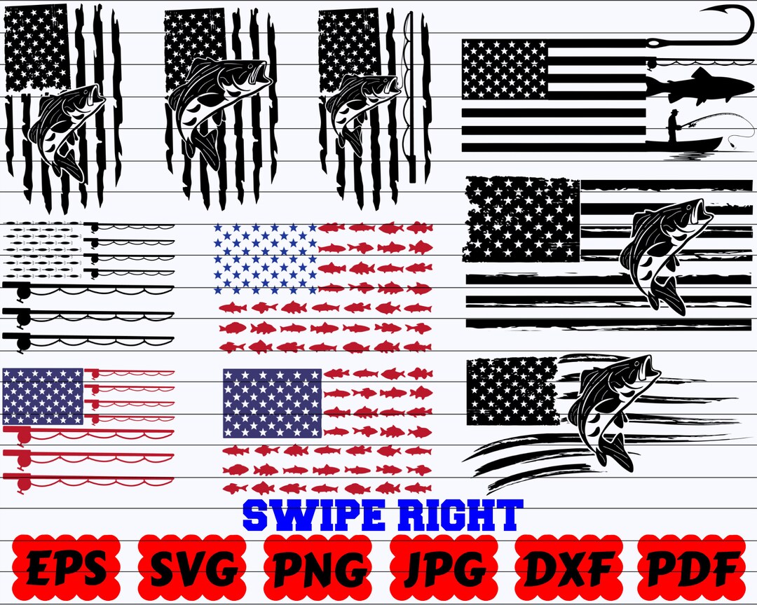 Fishing Flag SVG | USA Fishing Flag SVG | American Flag Svg | Fishing ...