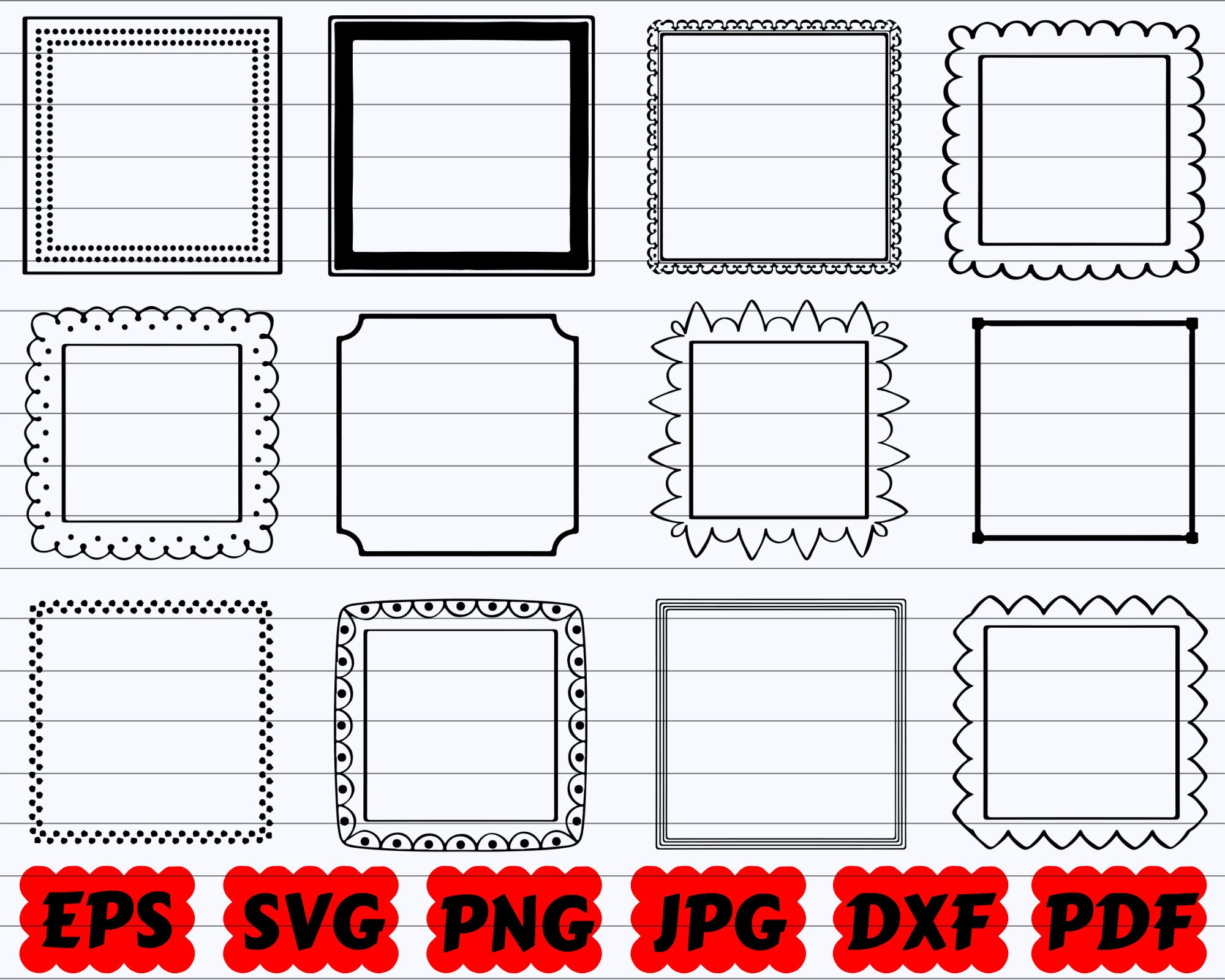 Square Frames SVG Frames SVG Frames SVG Bundle Frames | Etsy