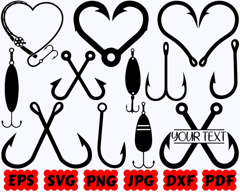 Fishing Hook SVG Crossed Fish Hooks SVG Hook SVG Bass - Etsy