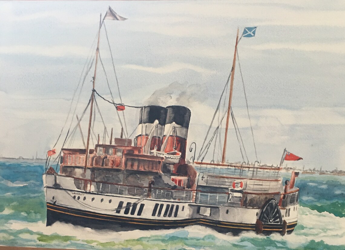 Watercolour Original Painting of the Waverley in the Waves. - Etsy UK