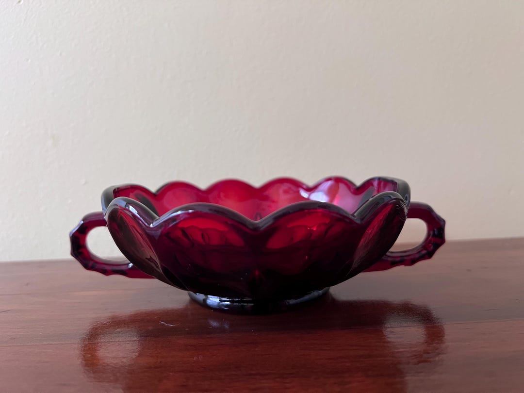 Ruby Red Vintage Anchor Hocking Glass Candy Dish - Etsy