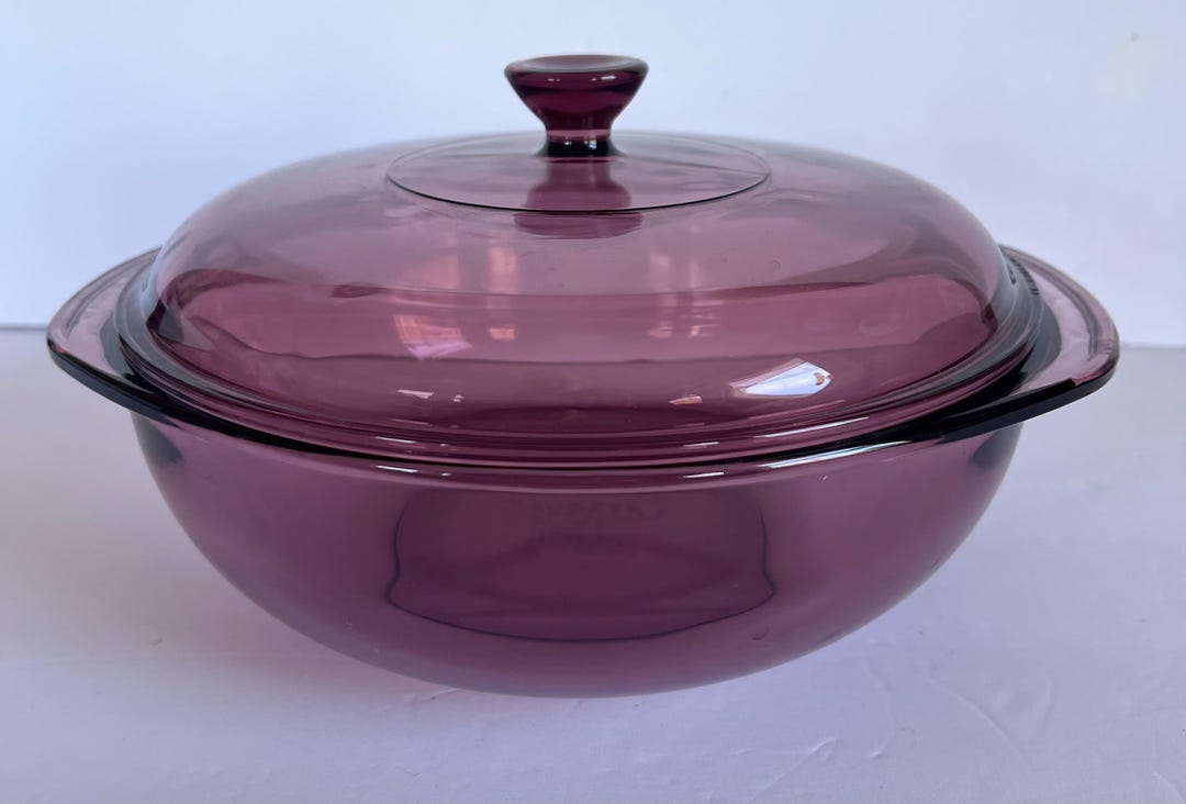 Vintage Pyrex Cranberry Glass Round Covered Casserole Dish - Etsy