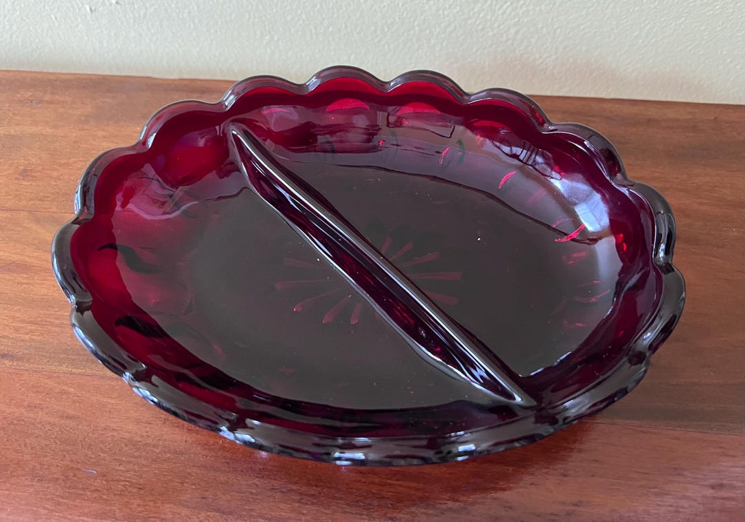 Royal Ruby Depression Glass Divided Relish Dish - Etsy