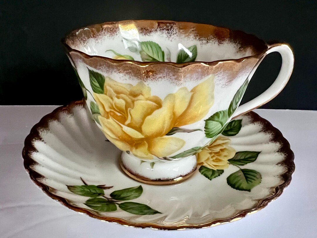 Vintage Adderley "goldilocks" Yellow Roses Fine Bone China Teacup and ...