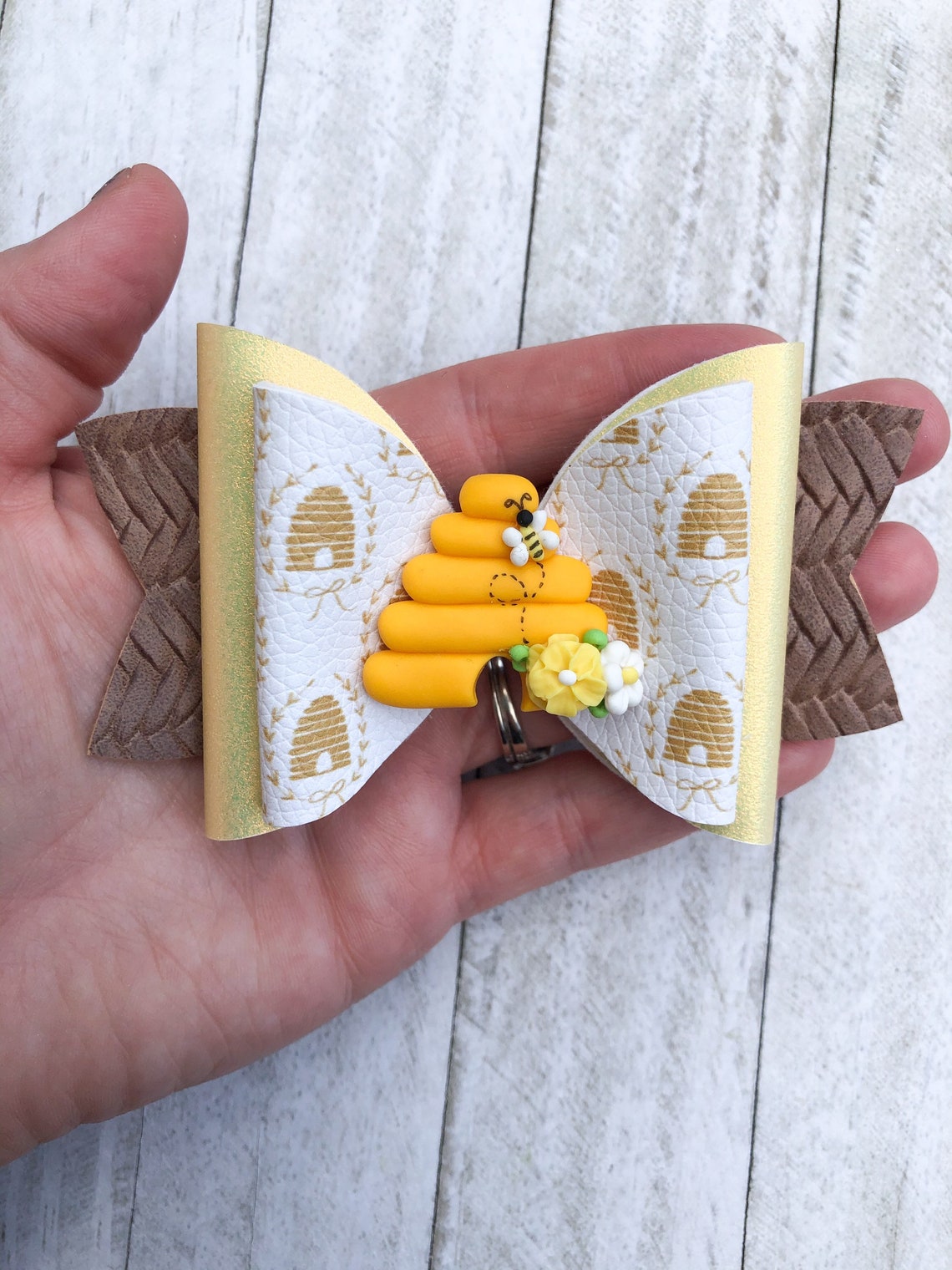 Bee Hive Bow Bee Bow Bee Hair Bow Bumble Bee Bow Yellow - Etsy