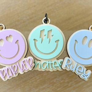 Smiley Face Name Keychains Backpack Name Tags Lunch Box Name Tag Lunch ...