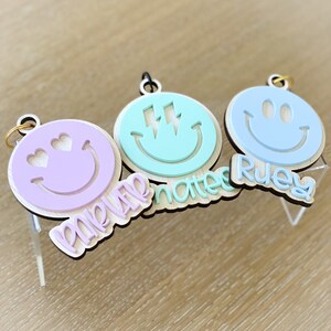 Smiley Face Name Keychains Backpack Name Tags Lunch Box Name Tag Lunch ...