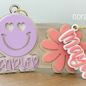 Smiley Face Name Keychains Backpack Name Tags Lunch Box Name Tag Lunch ...