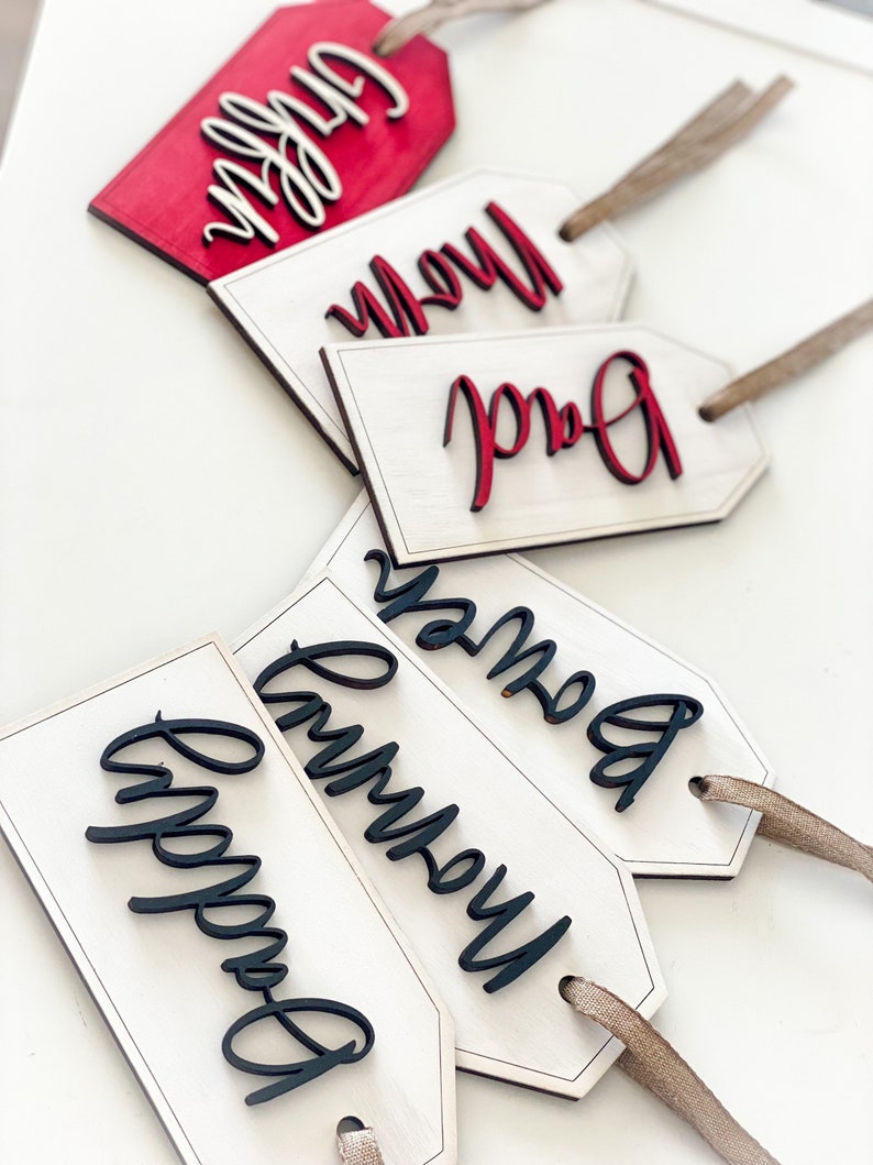 Custom Wooden Laser Cut 3D Stocking Tags Personalized - Etsy