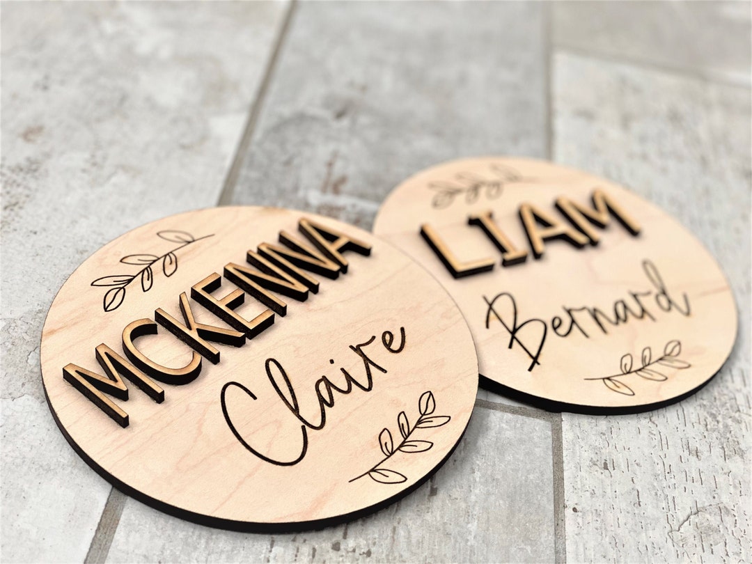 Name Sign Baby Name Sign Baby Birth Announcement Custom Engraved 3D ...