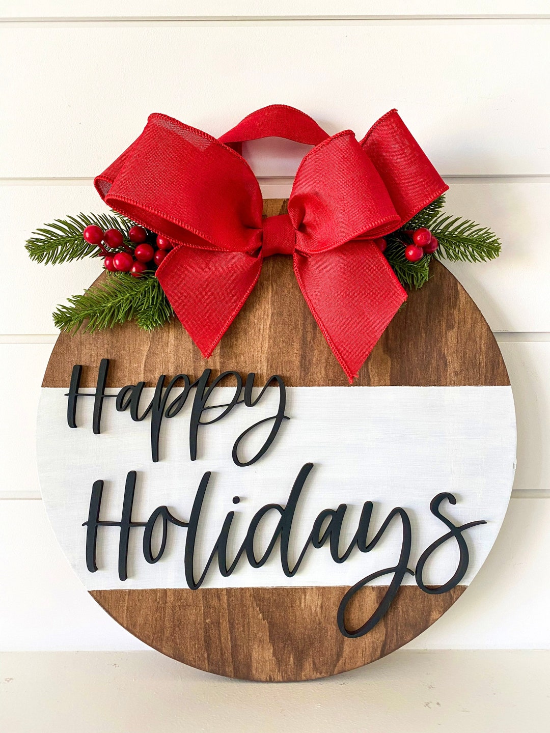 Happy Holiday Door Hanger Holiday Door Decor Christmas Decor - Etsy