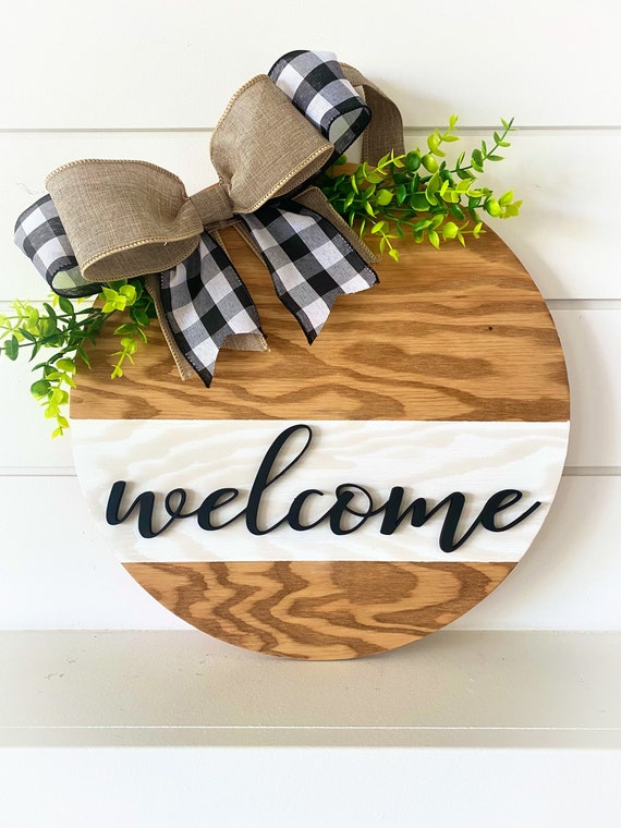 Custom Welcome Door Sign Front Door Decor Round Door Sign | Etsy