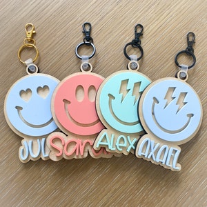 Smiley Face Name Keychains Backpack Name Tags Lunch Box Name Tag Lunch ...