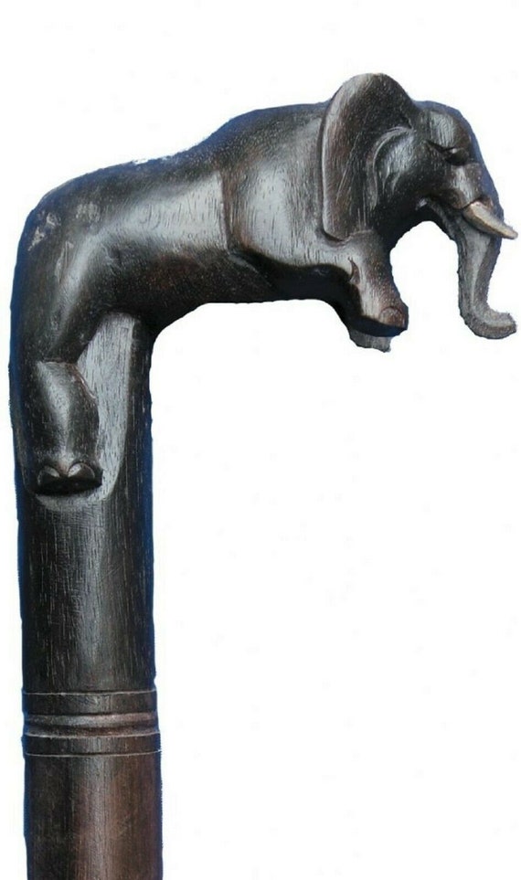 Hand Carved ELEPHANT RARE Solid Walking Stick for the Lover of - Etsy