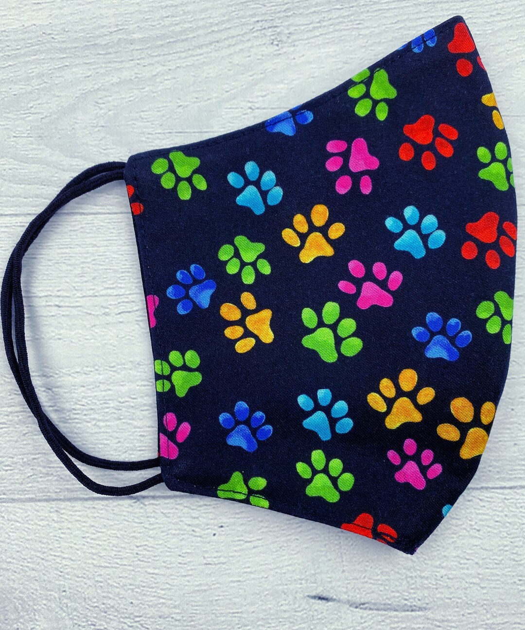 Rainbow Paw Prints Unisex Fitted Face Mask, Double Layer Cotton Face ...