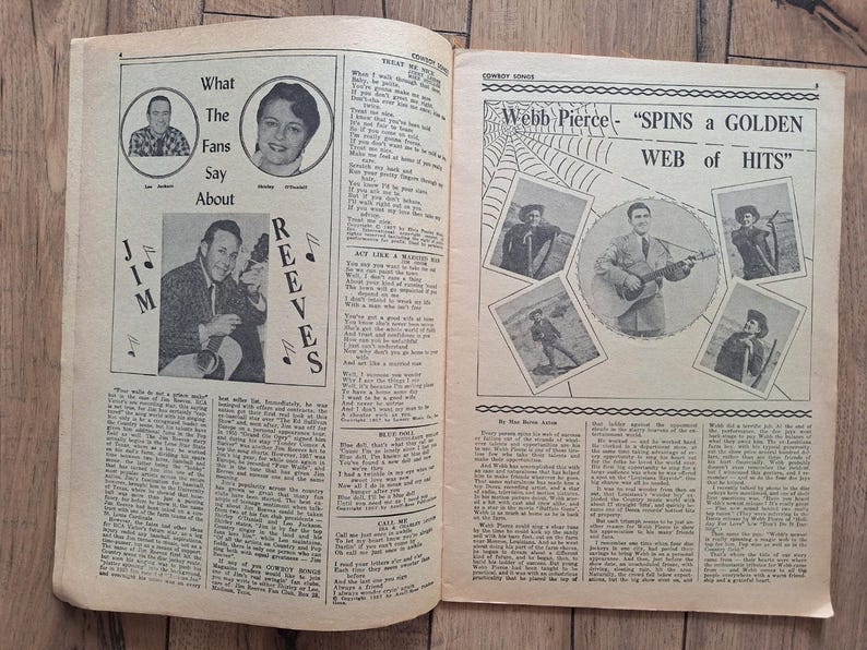 Vintage 1958 Cowboy Songs Hill-billy Western Songs Collection Booklet ...