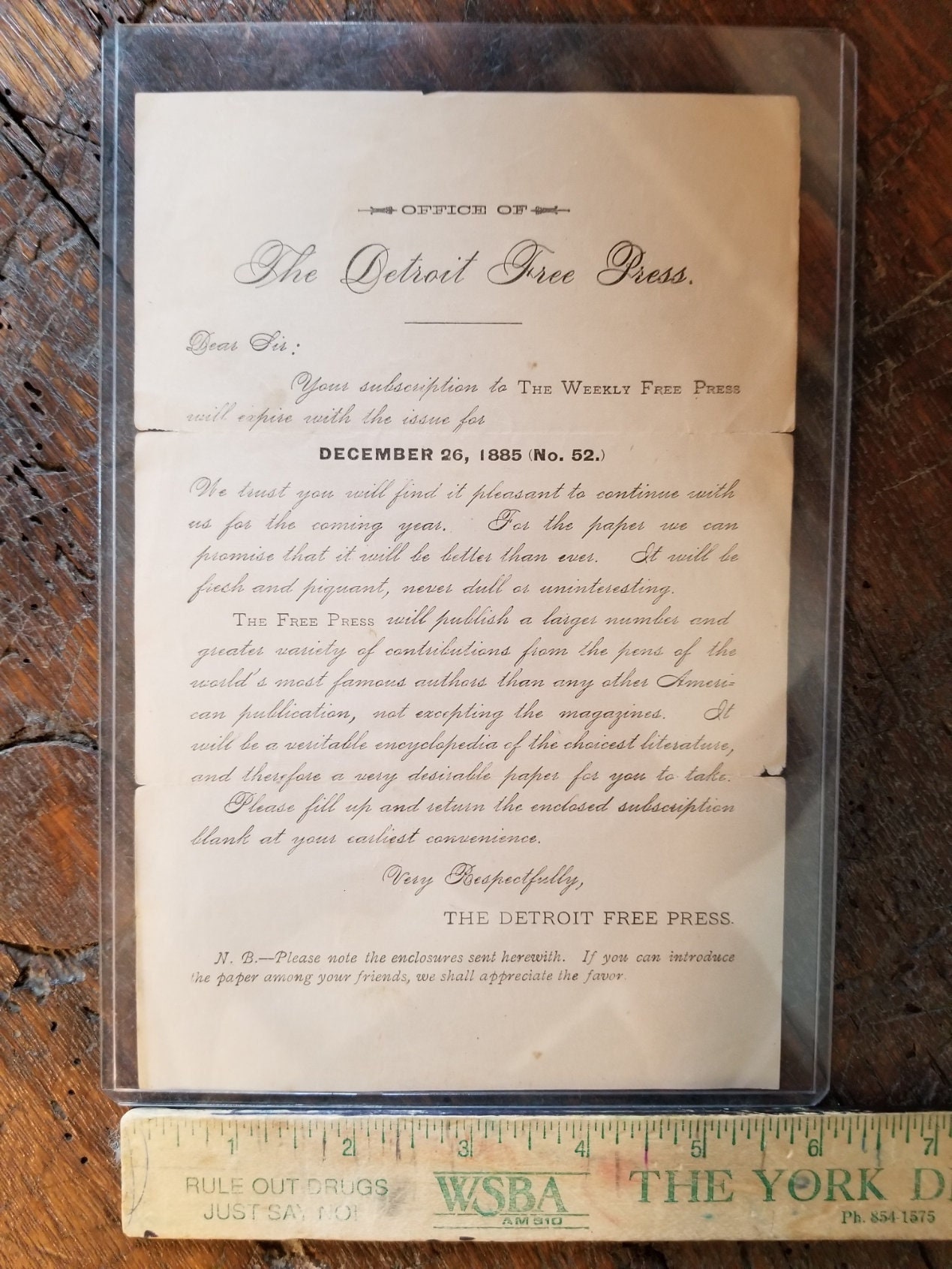 Antique 1885 Advertisement "the Detroit Free Press", December 26 ...
