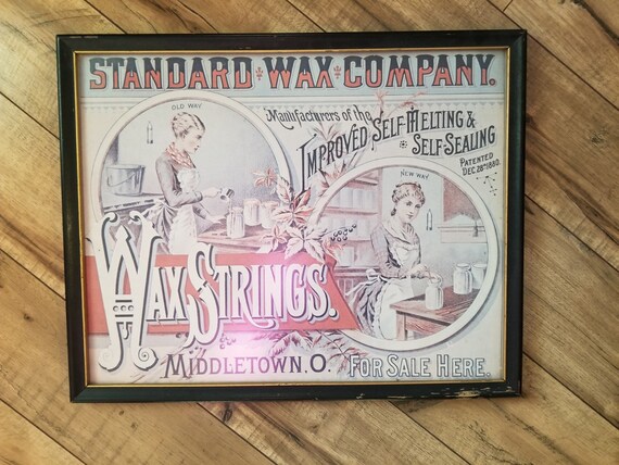 Vintage Standard Wax Company Wax Strings Framed Print | Etsy