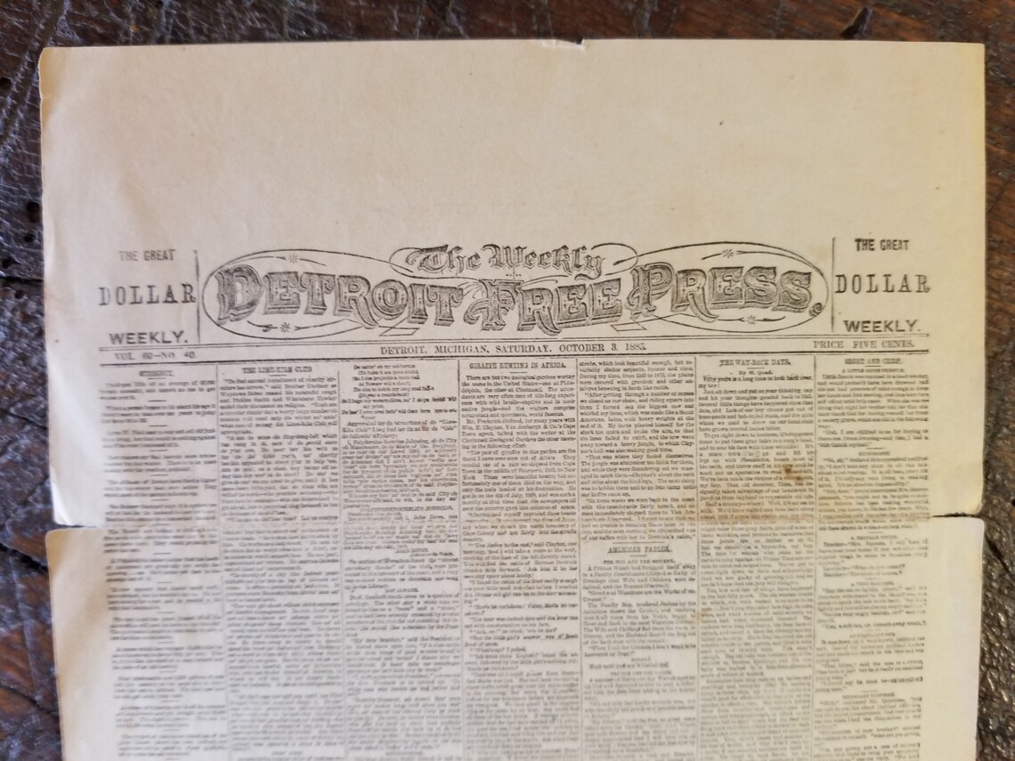 Antique 1885 Advertisement the Detroit Free Press - Etsy