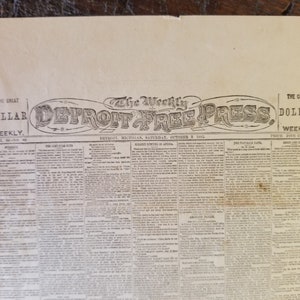 Antique 1885 Advertisement "the Detroit Free Press", December 26 ...