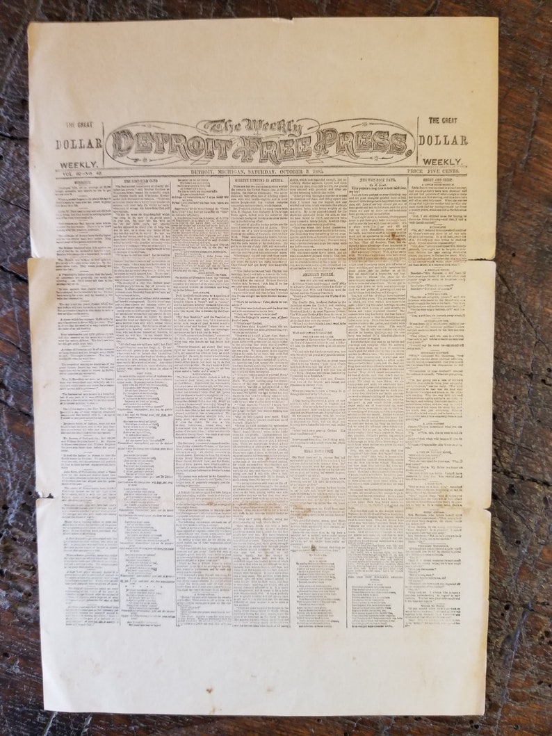 Antique 1885 Advertisement the Detroit Free Press - Etsy
